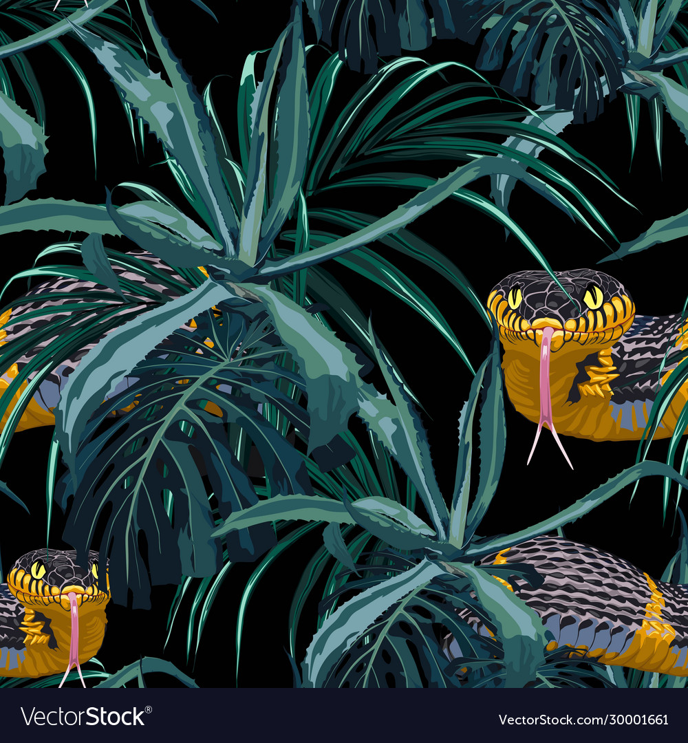 Seamless pattern with yellow snakes Royalty Free Vector