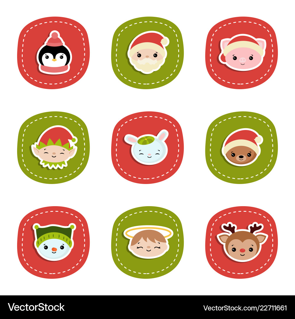 Set of christmas characters Royalty Free Vector Image
