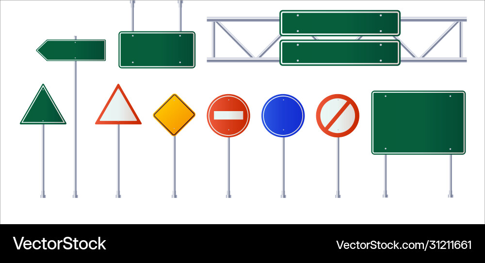 Set road signs isolated on white background Vector Image