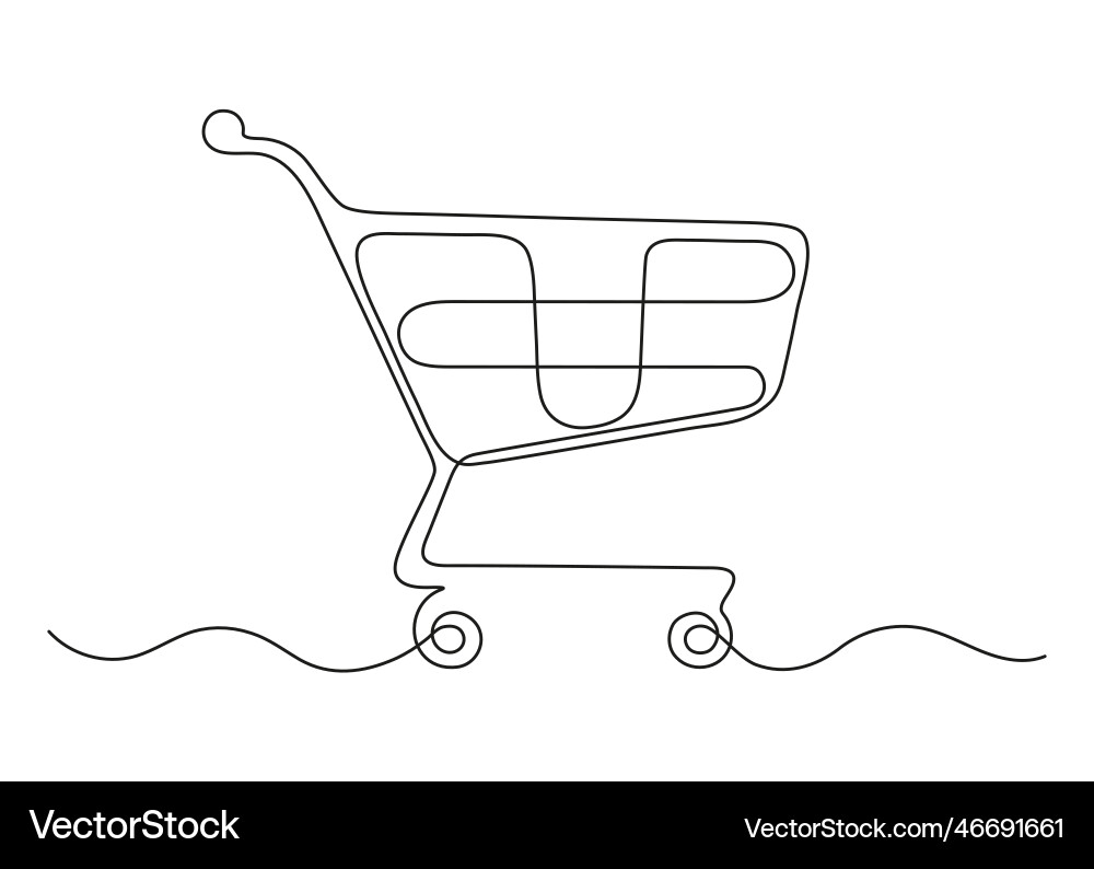 Shopping cart continuous one art line drawing Vector Image