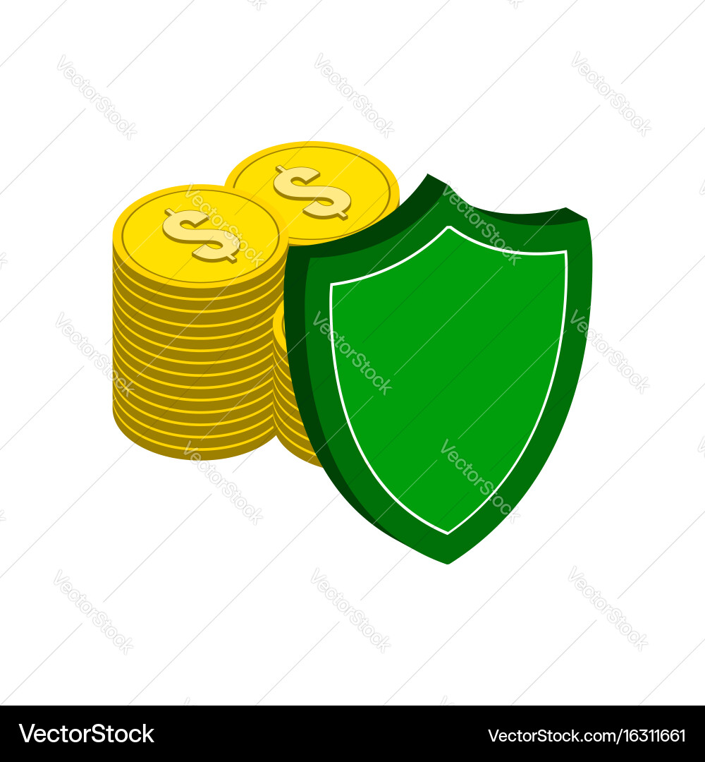 Stack of gold coins with shield finance Royalty Free Vector