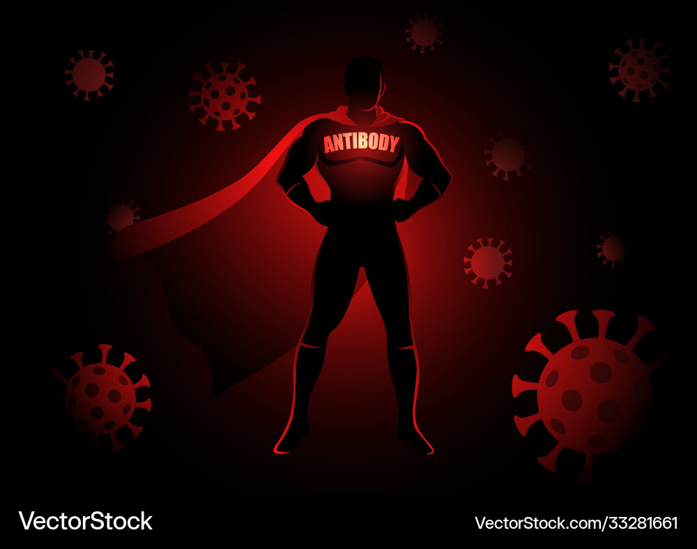 Superhero as antibody against viruses Royalty Free Vector