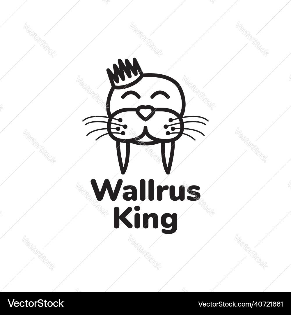 Walrus with crown logo symbol icon graphic design Vector Image