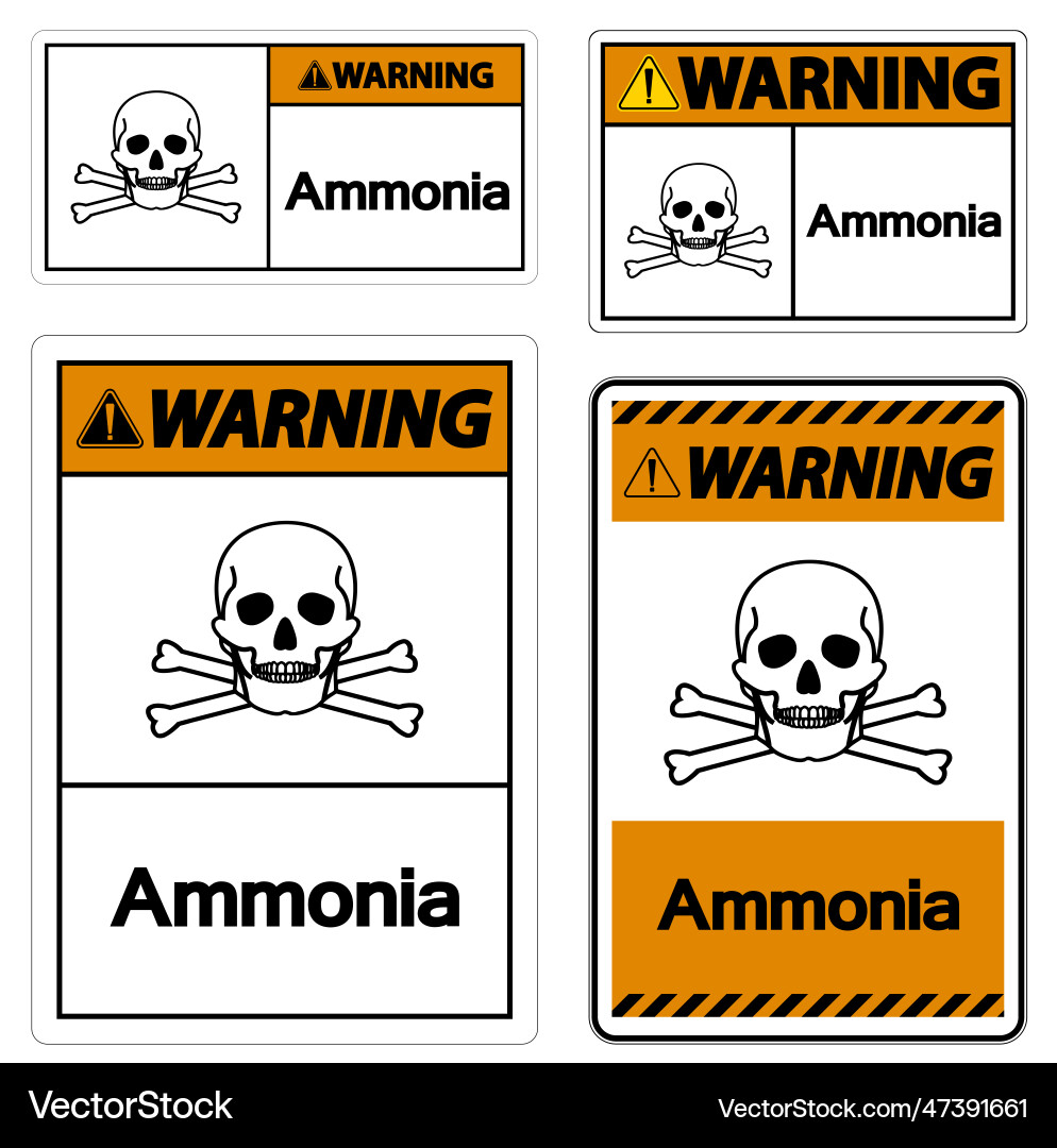 Warning ammonia symbol sign on white background Vector Image