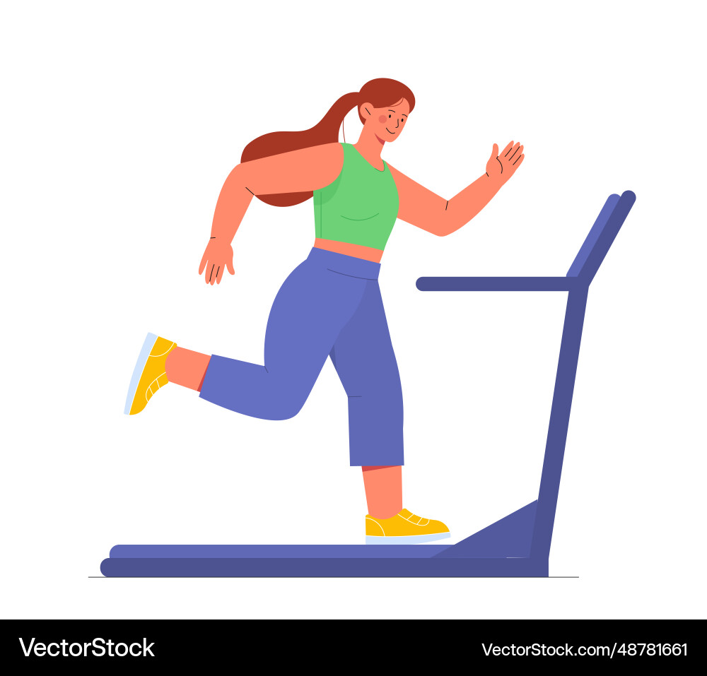 Woman at treadmill concept Royalty Free Vector Image
