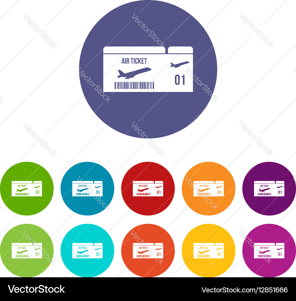 Airline boarding pass set icons Royalty Free Vector Image