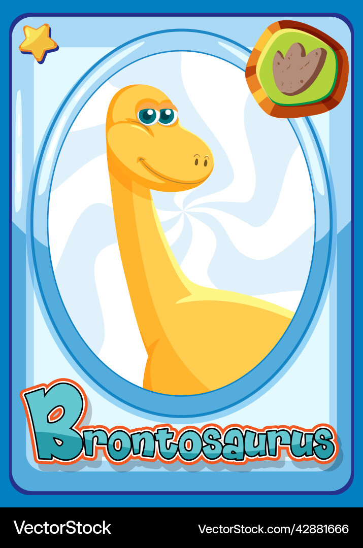 Brontosaurus dinosaur cartoon card Royalty Free Vector Image