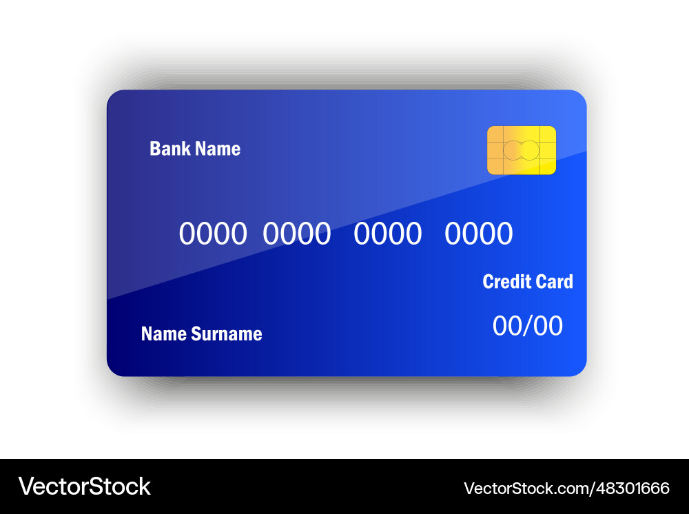 Credit debit card mockup blue card Royalty Free Vector Image
