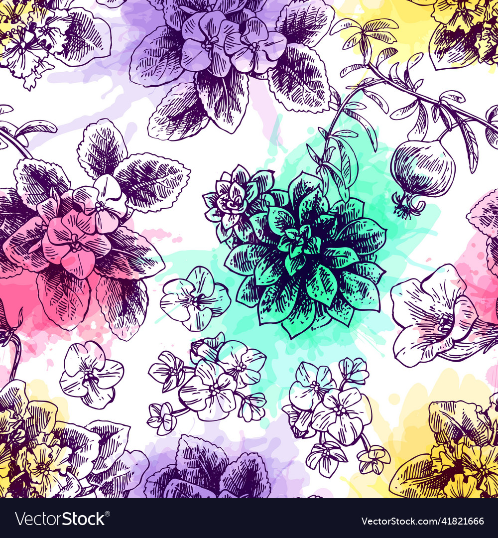 Hand drawn seamless pattern Royalty Free Vector Image