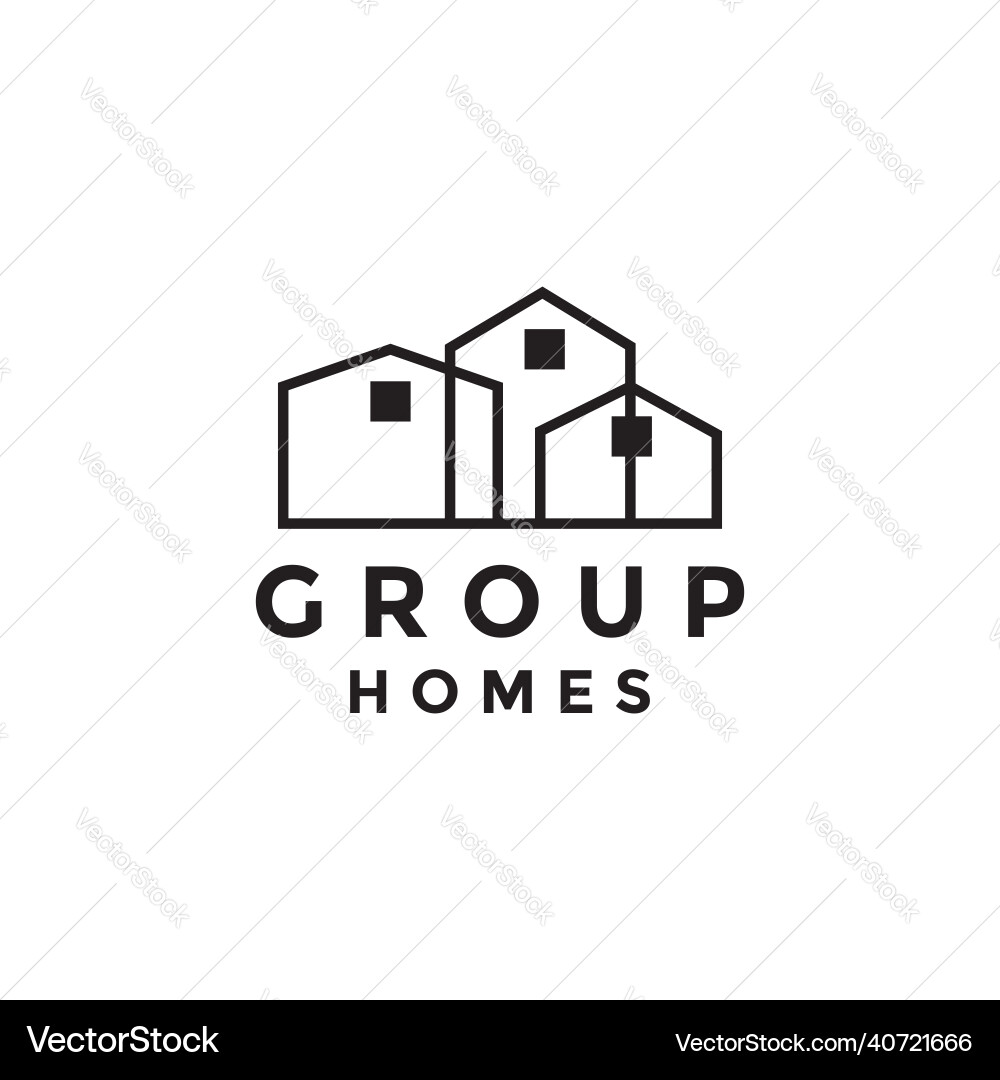 Line three home group logo symbol icon graphic Vector Image