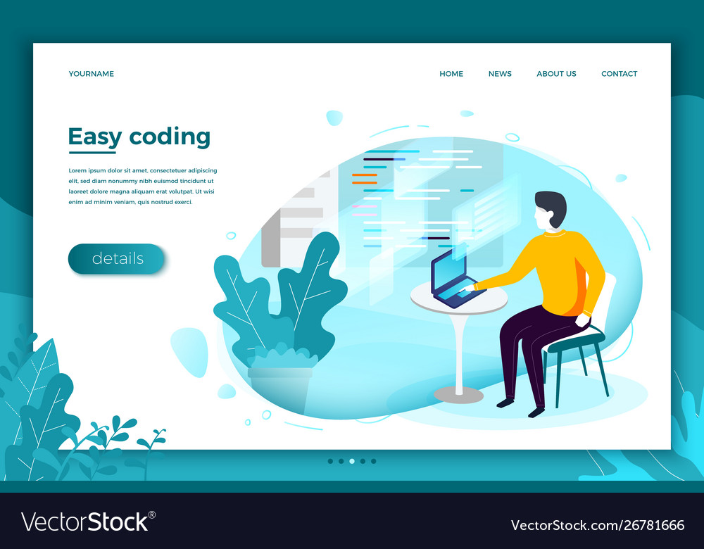 Man with notebook easely working code Royalty Free Vector