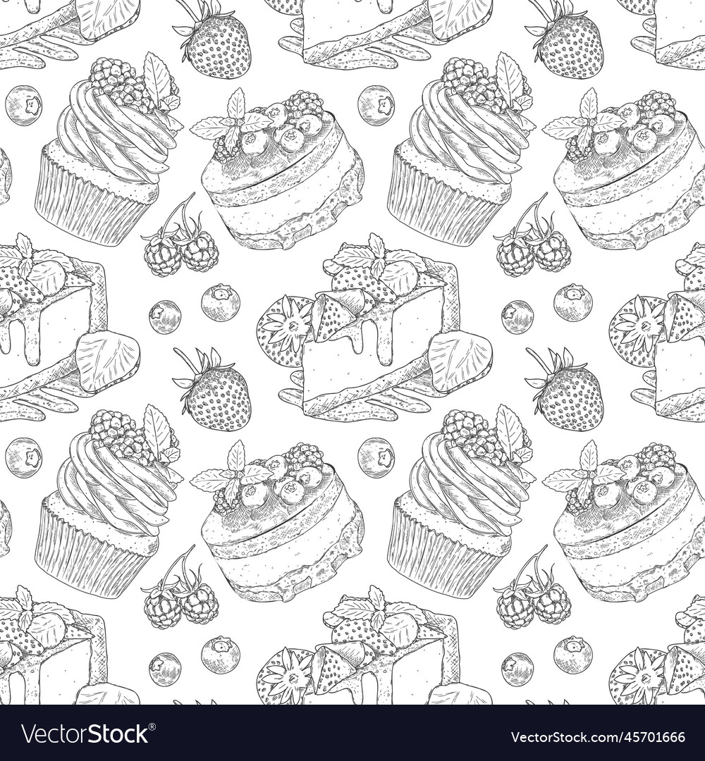 Seamless pattern with hand drawn outline Vector Image