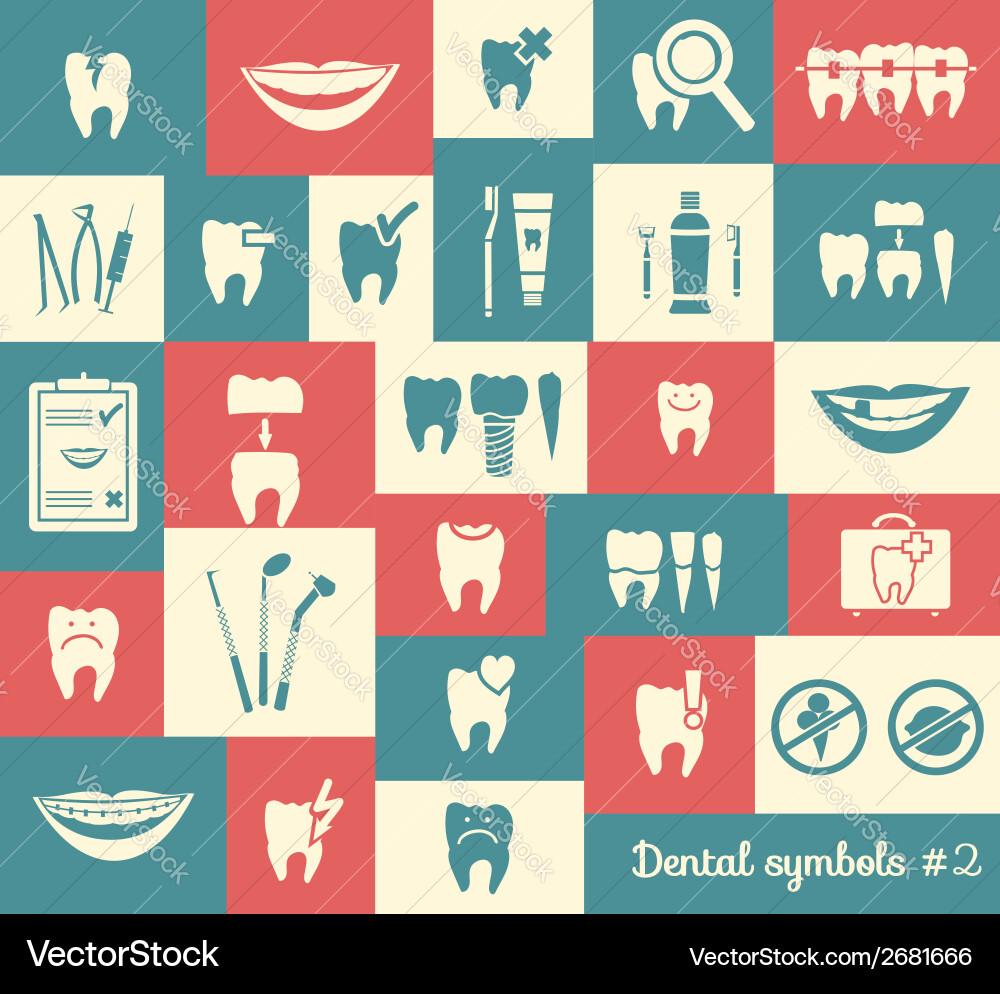 Set of dentistry symbols part 2 Royalty Free Vector Image