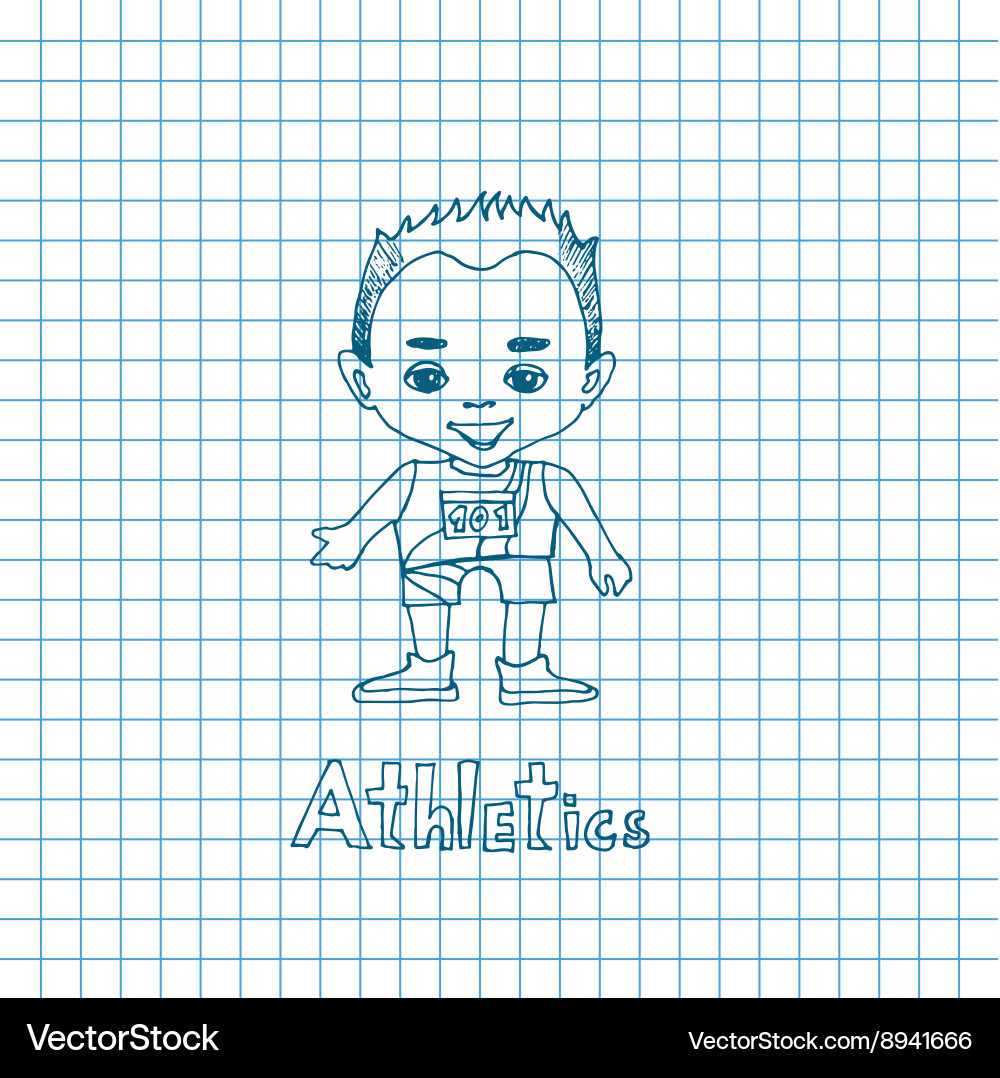Sketch cartoon boy athelete Royalty Free Vector Image