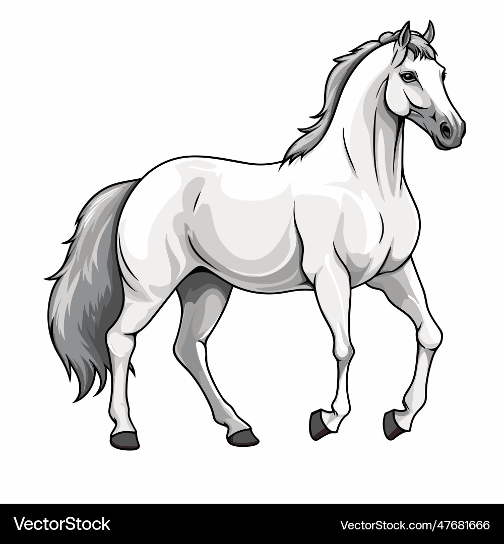 Stallion hand-drawn doodle style cartoon Vector Image