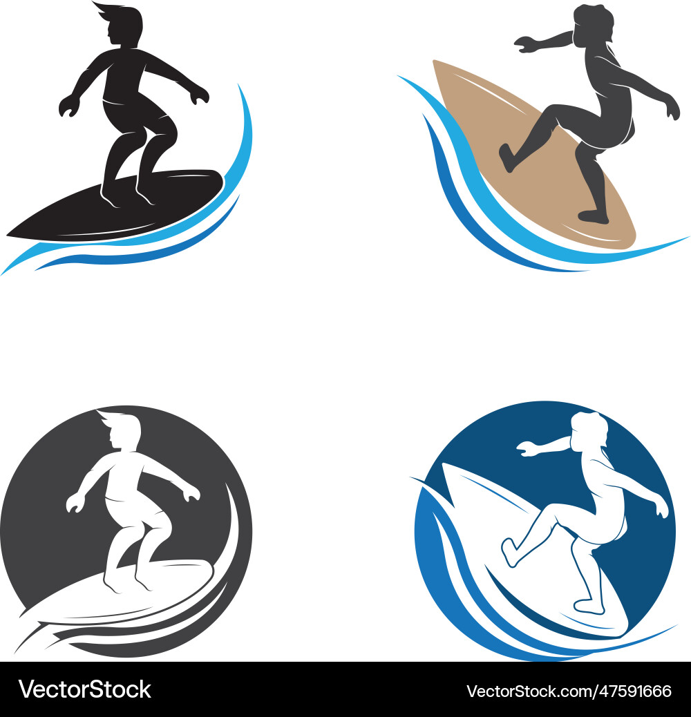 Surfing with water wave logo template symbol Vector Image