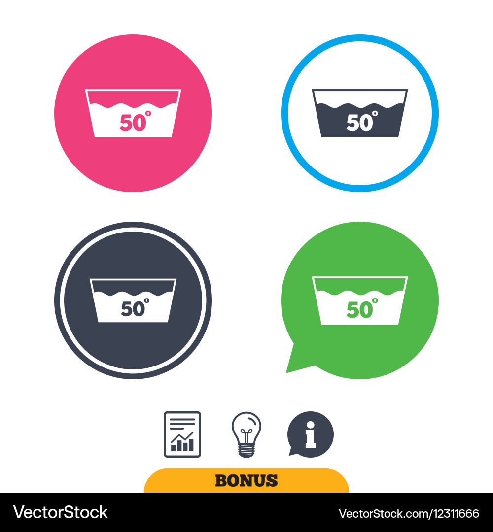 Wash icon machine washable at 50 degrees symbol Vector Image