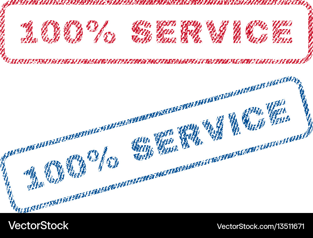 100 percent service textile stamps Royalty Free Vector Image