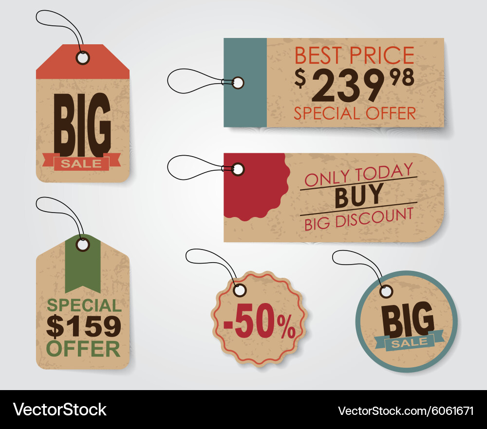 A set of tags in a retro style Royalty Free Vector Image