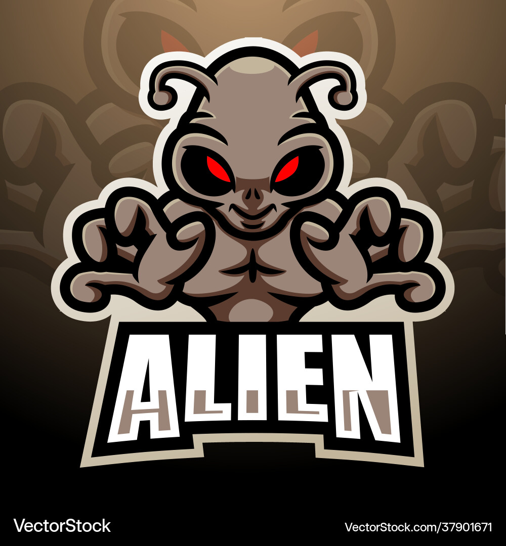 Alien mascot esport logo design Royalty Free Vector Image