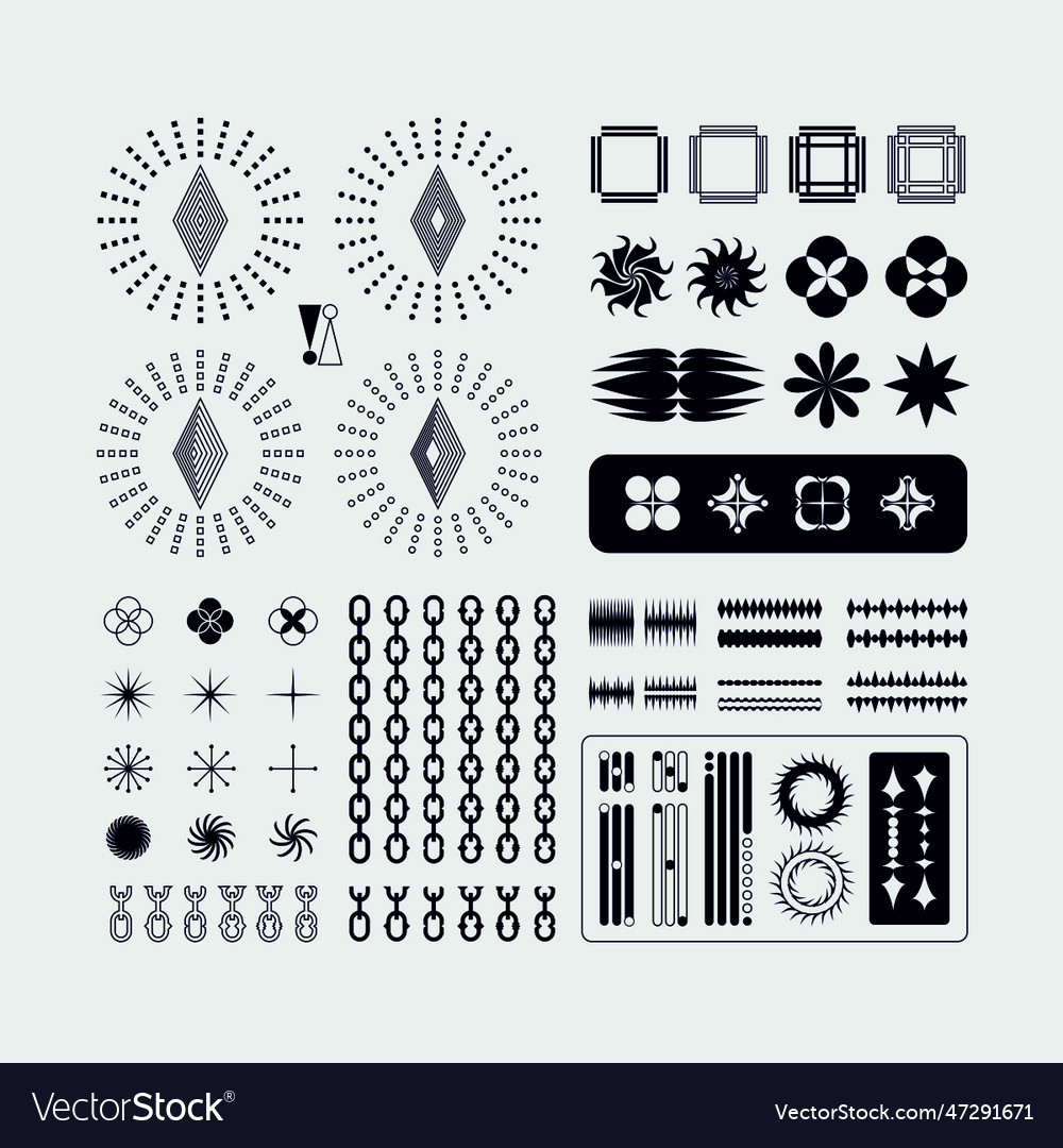 Asset pack design elements icon set Royalty Free Vector