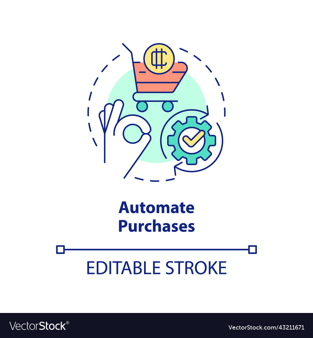 Automate purchases concept icon Royalty Free Vector Image Automate purchases concept icon Royalty Free Vector Image
