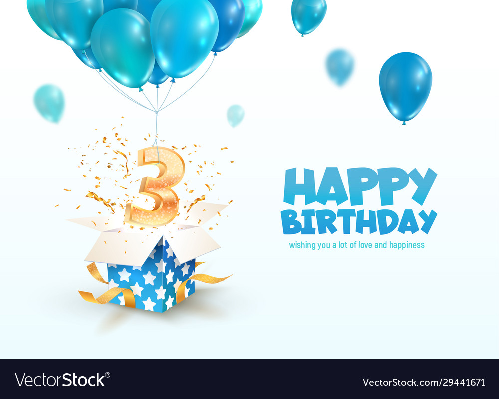 Celebrating 3 Years Birthday 3d Royalty Free Vector Image