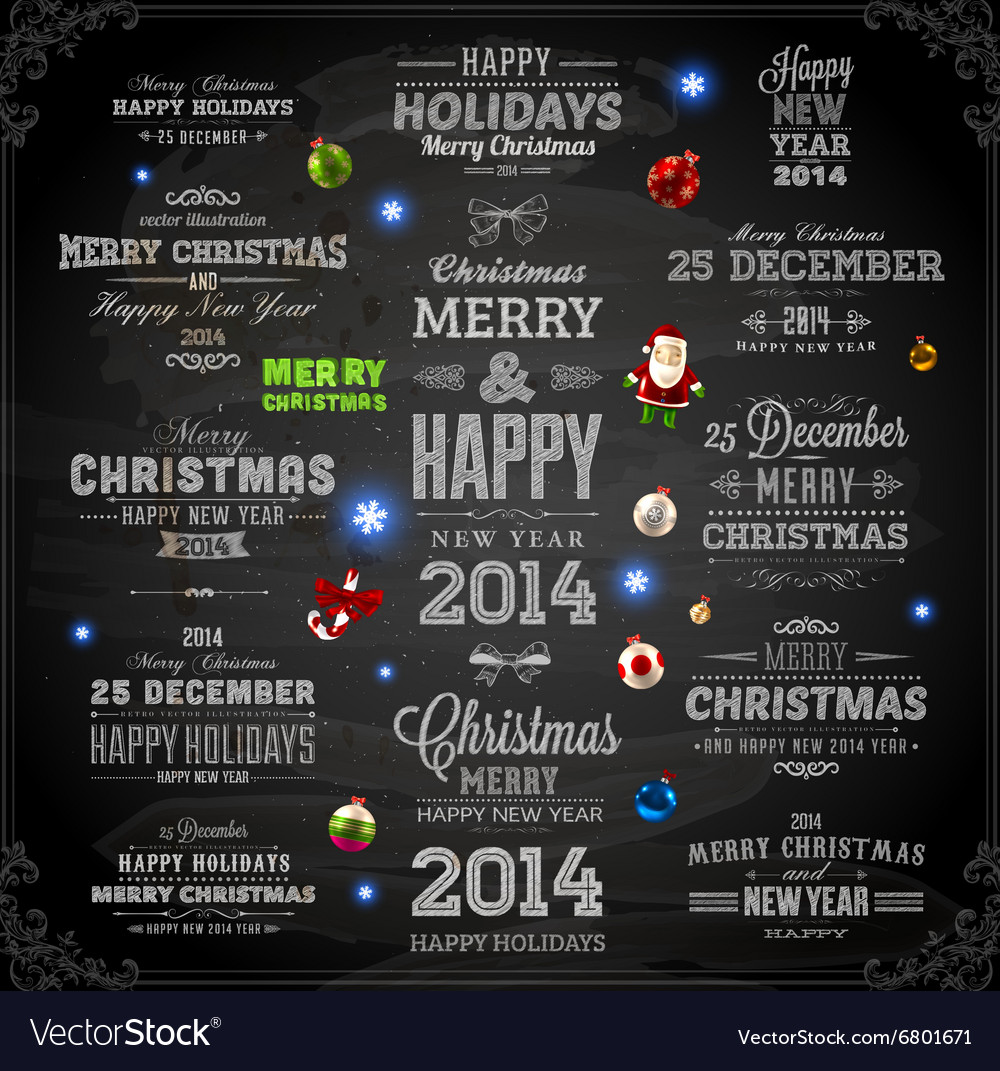 Chalkboard christmas set Royalty Free Vector Image