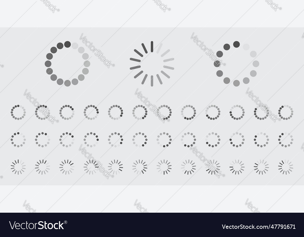 Circular loading buffering icons set Royalty Free Vector