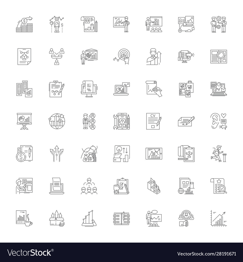 Data analysis linear icons signs symbols Vector Image