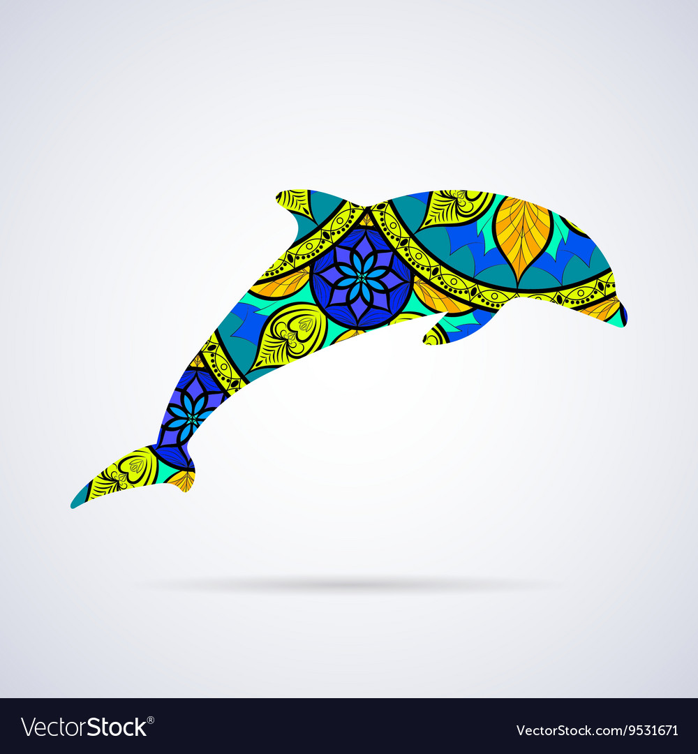 Dolphin with Mandala Patterns Royalty Free Vector Image