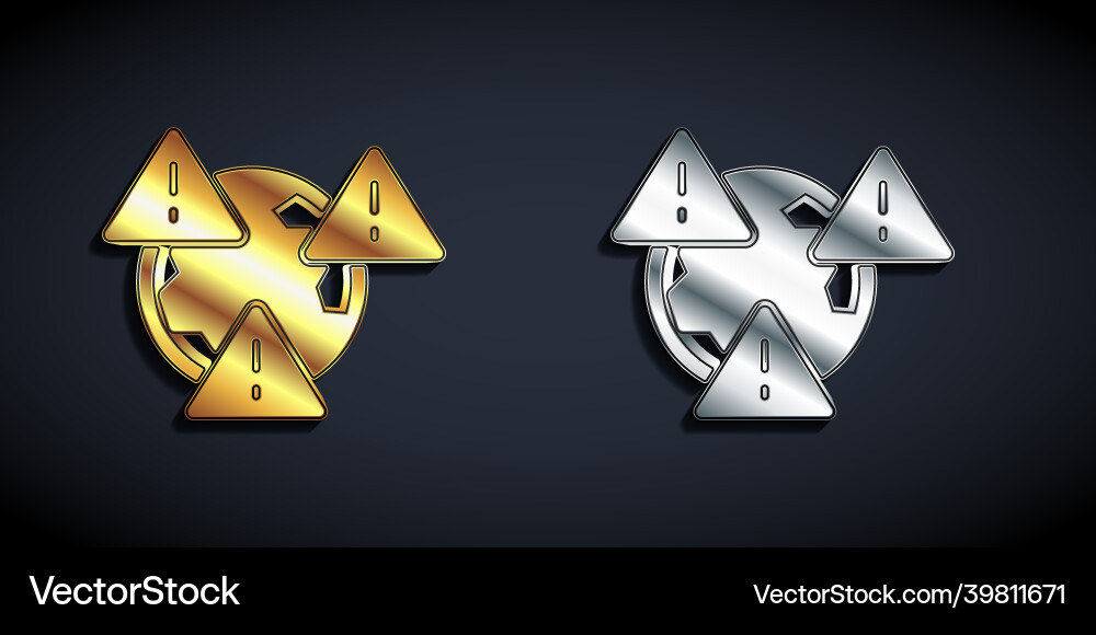 Gold and silver planet earth symbol Royalty Free Vector