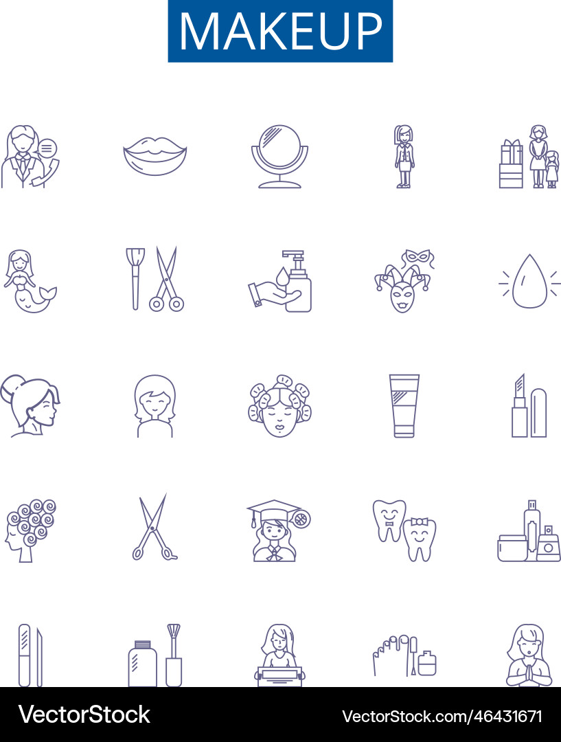 Makeup line icons signs set design collection Vector Image