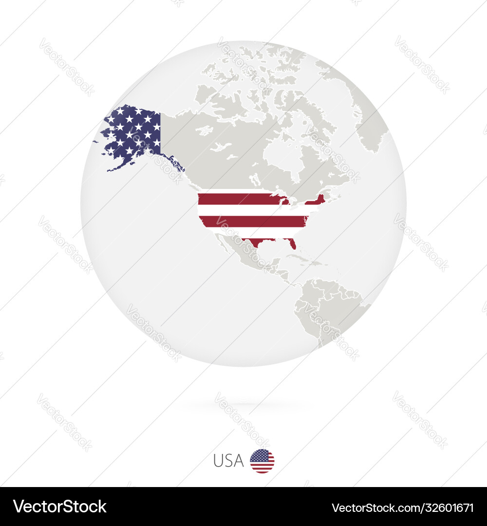 Map usa and national flag in a circle Royalty Free Vector