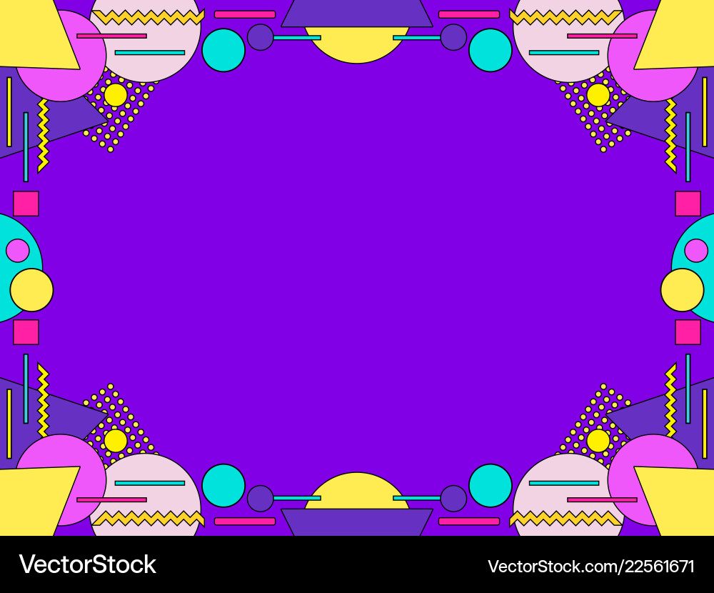 Memphis style frame geometric objects of the 80s Vector Image