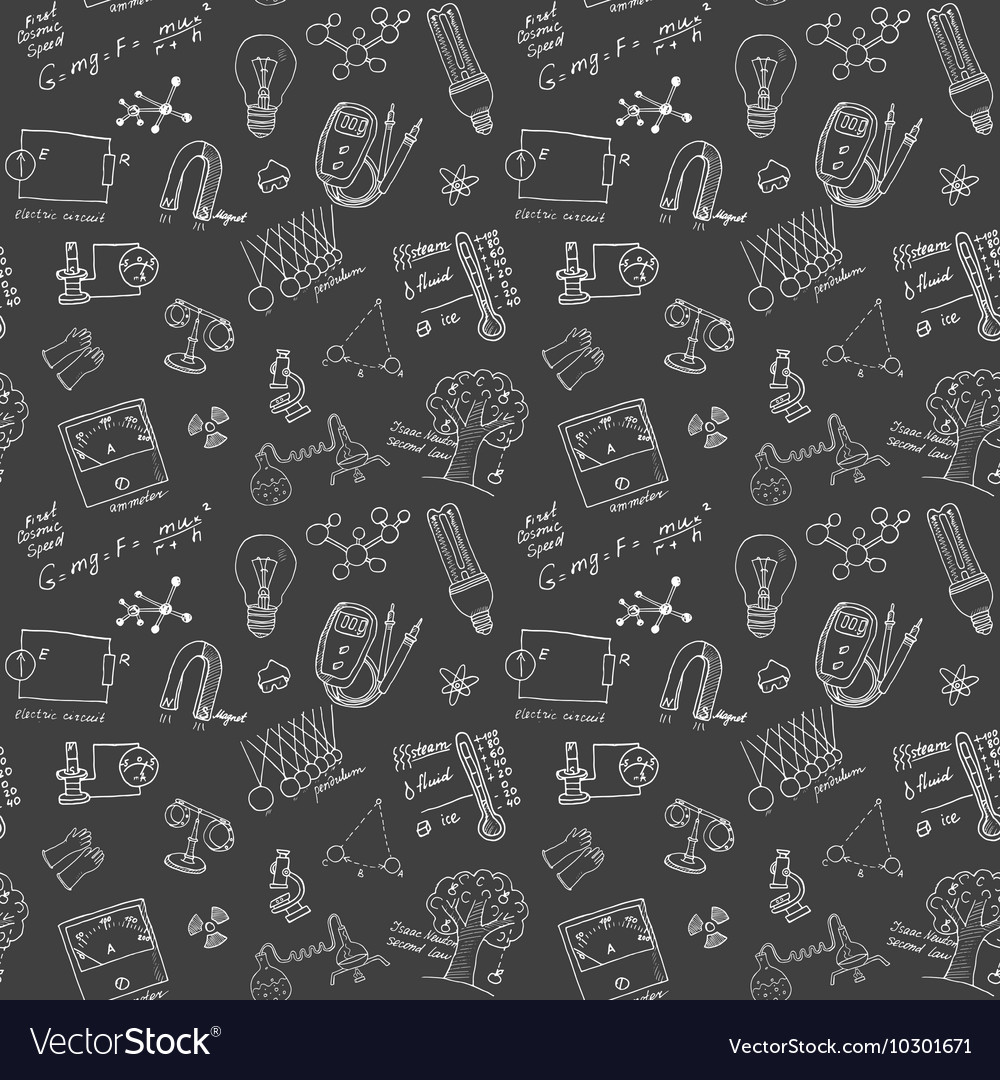 Physics and sciense seamless pattern with sketch Vector Image