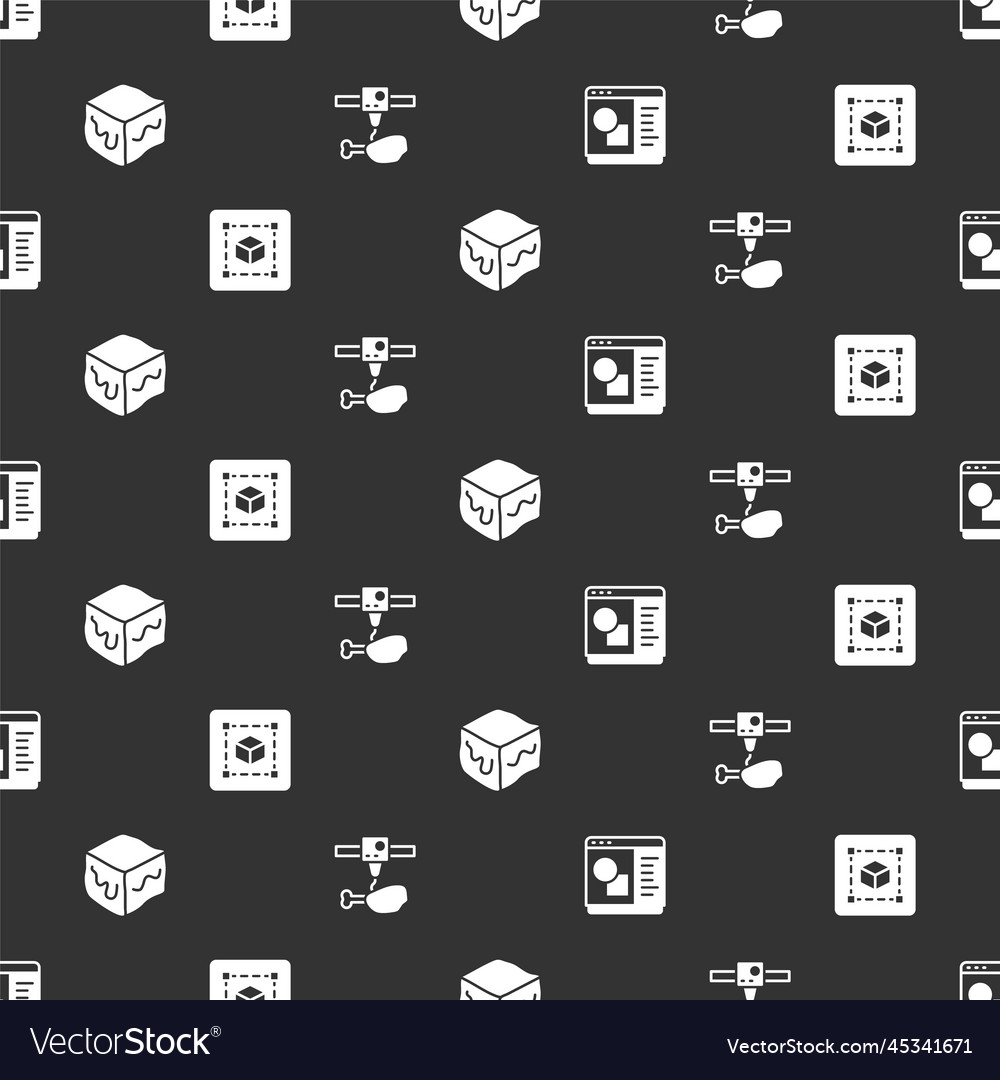 Set 3d printer software geometric figure cube Vector Image