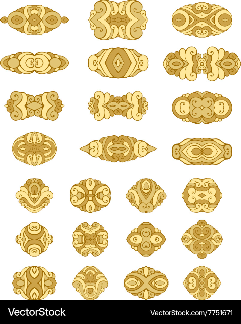 Set of gold design elements and page decorations Vector Image