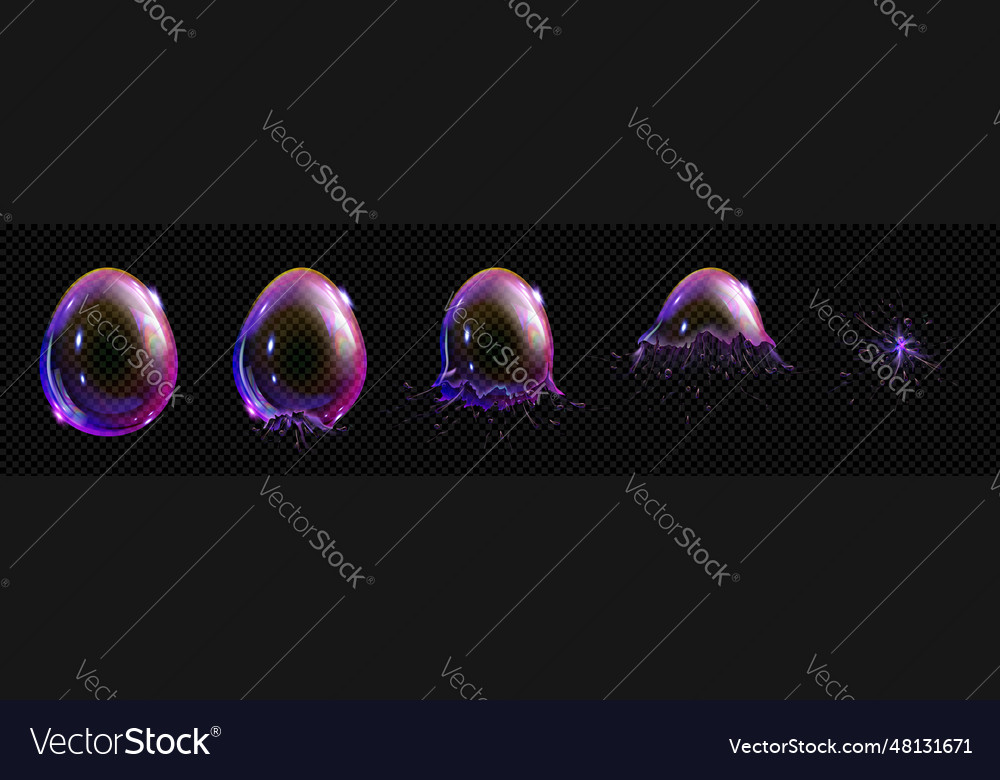 Soap bubble or balloon explode animation sequence Vector Image
