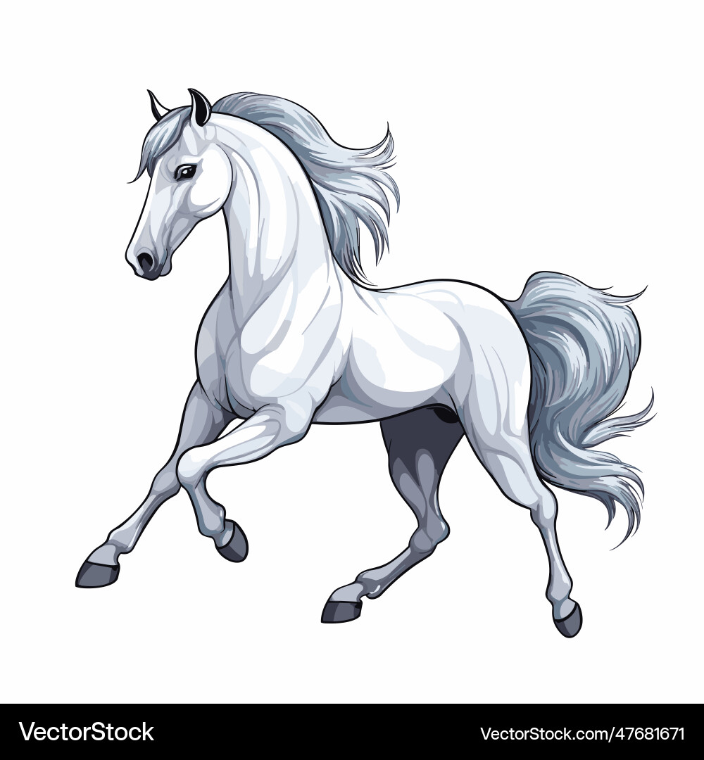 Stallion hand-drawn doodle style cartoon Vector Image