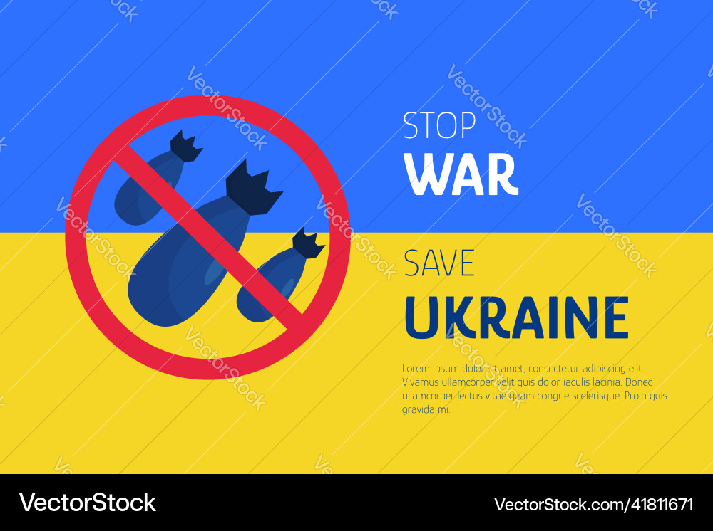 Stop war background on blue and yellow ukrainin Vector Image