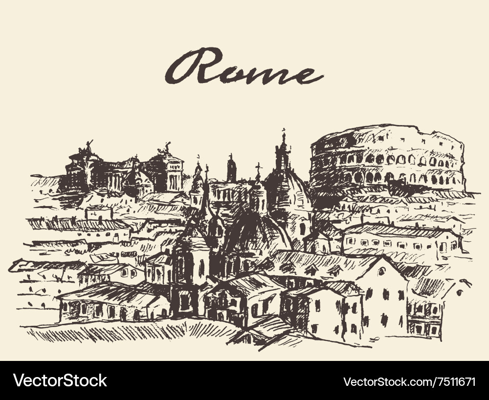 Street rome italy drawn sketch Royalty Free Vector Image