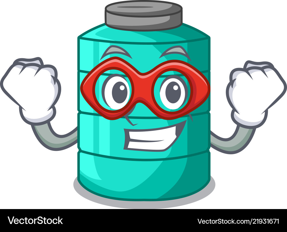 Super hero plastic cartoon water tank Royalty Free Vector