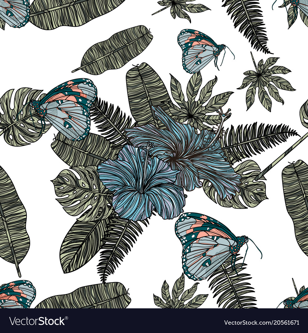 Tropical seamless pattern Royalty Free Vector Image