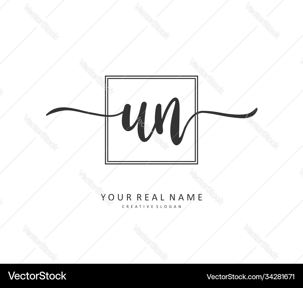 U n un initial letter handwriting and signature Vector Image