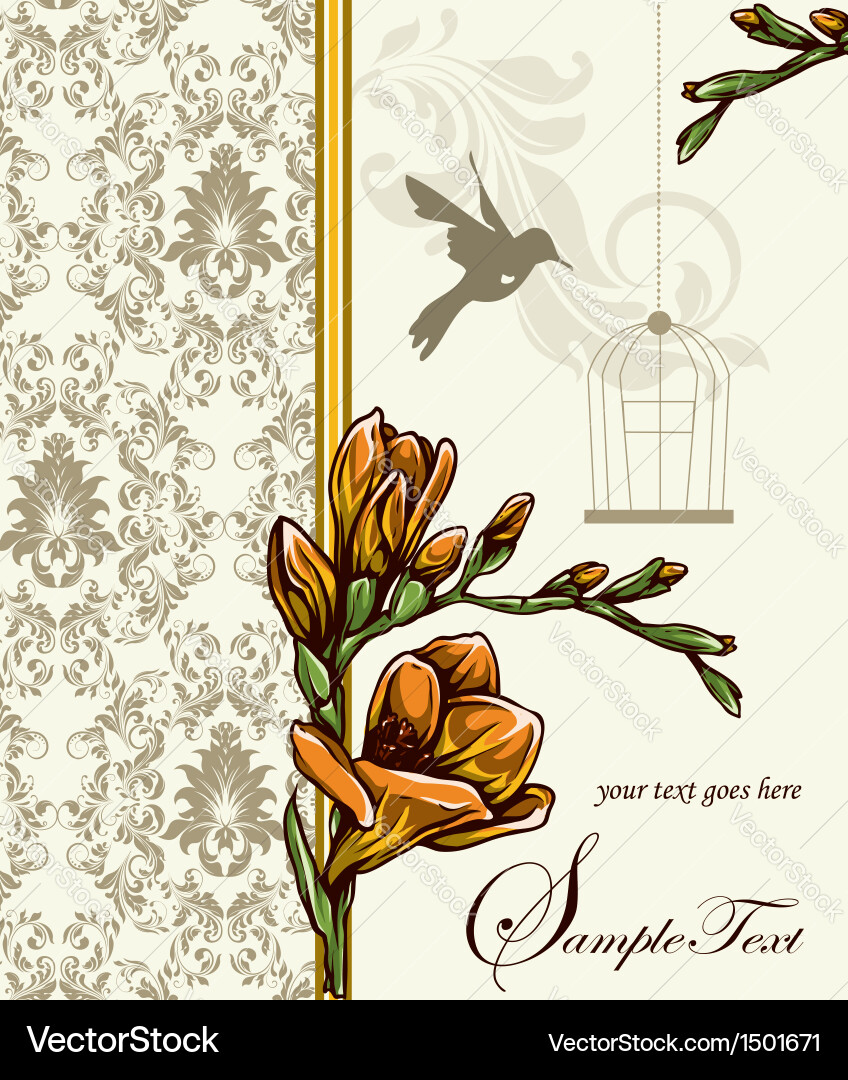 Wedding card or invitation with floral background Vector Image