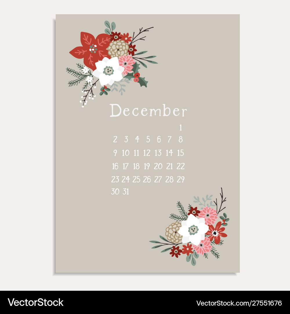 Christmas greeting card invitation with december Vector Image