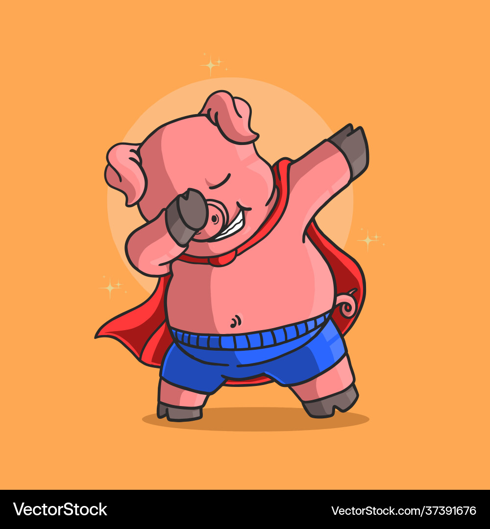 Cute little pig dabbing dance celebration Vector Image