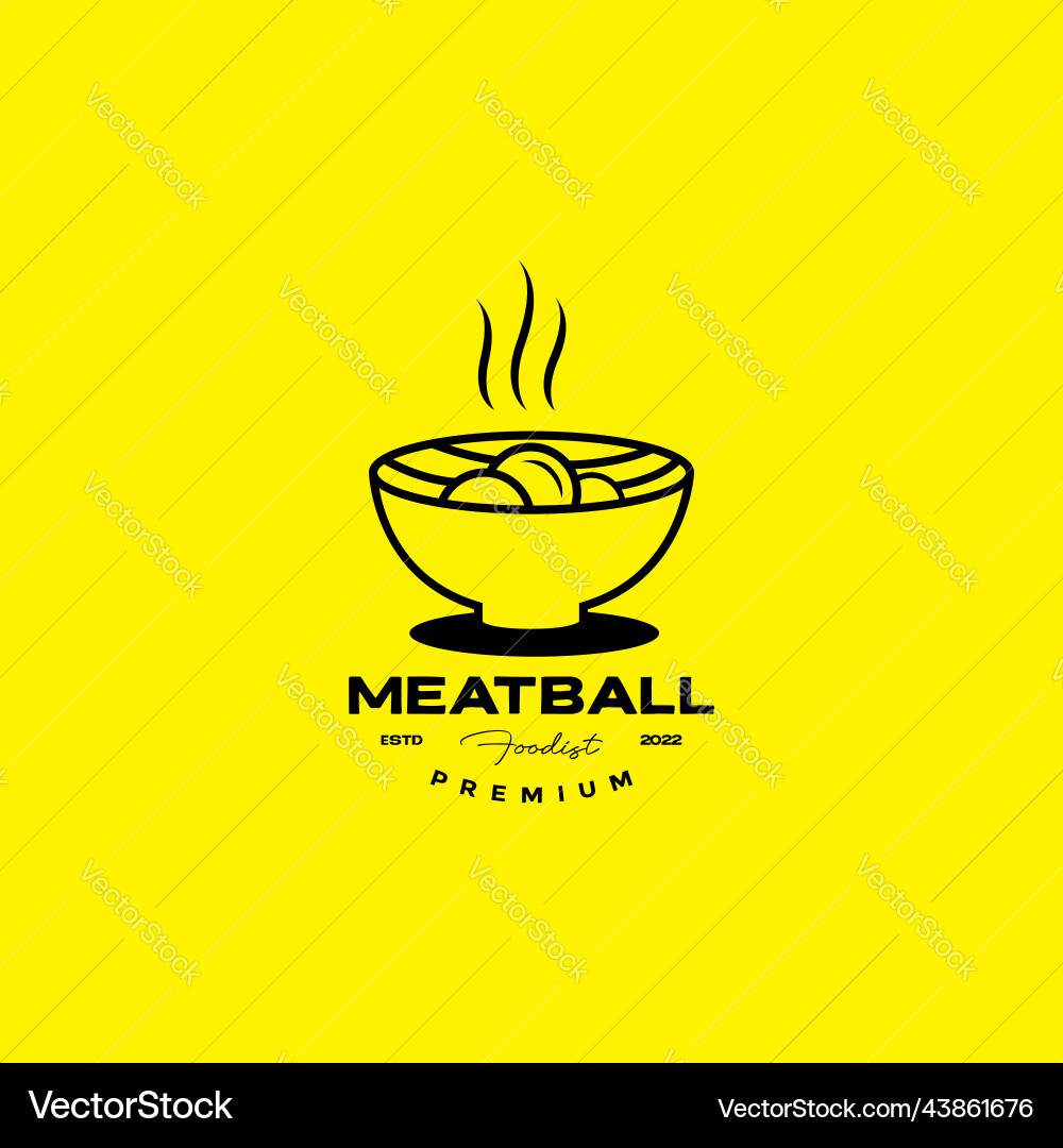 Delicious meatball with bowl logo design Vector Image