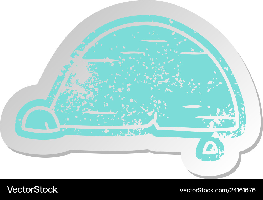 Distressed old sticker of grey stone boulder Vector Image
